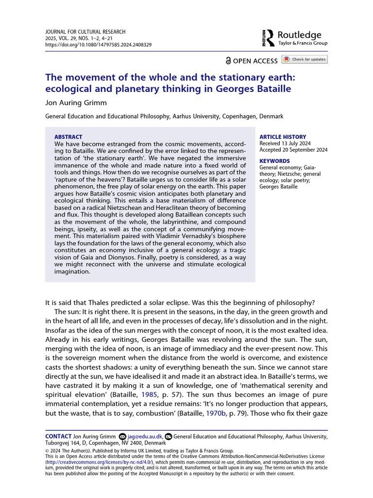 The Movement of The Whole and The Stationary Earth - Ecological and ...