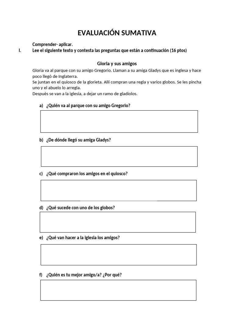 3° Básico Evaluación Sumativa 2 | PDF