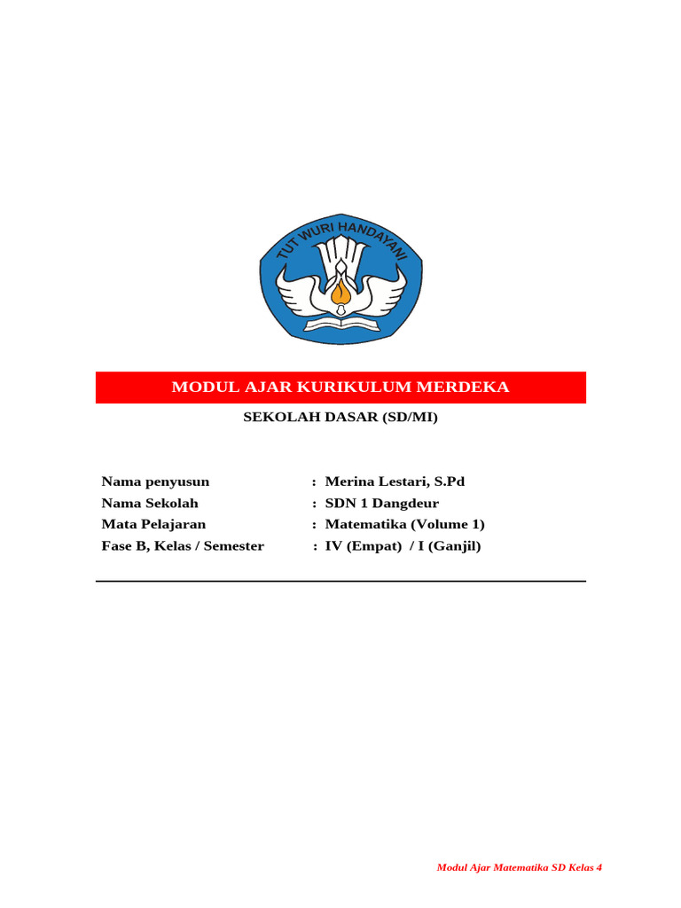 Modul Ajar MTK Unit 1 Kelas 4 Semester 1 | PDF