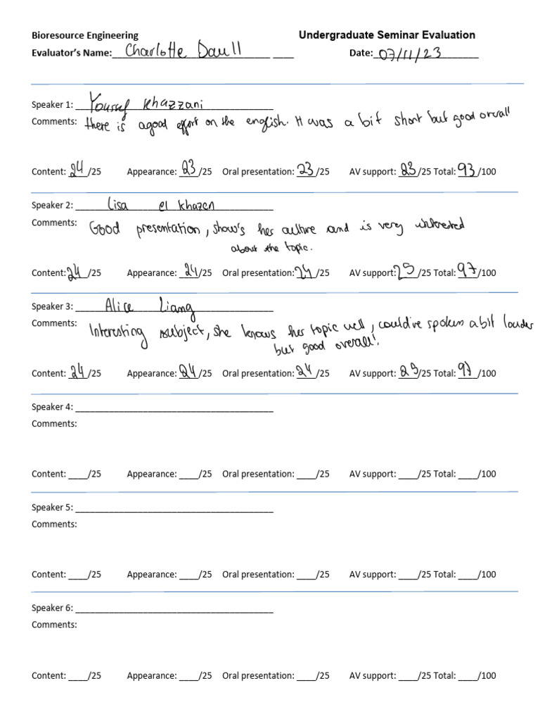 Evaluation Form - Fillable - 8 | PDF