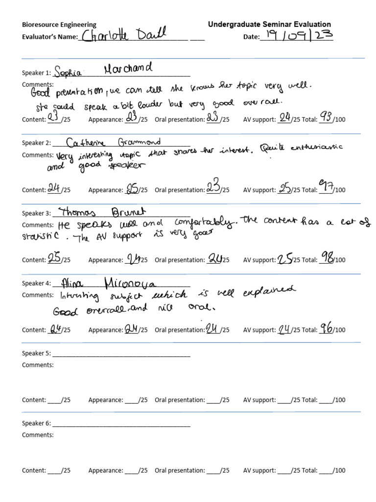 Evaluation Form - Fillable 2 | PDF