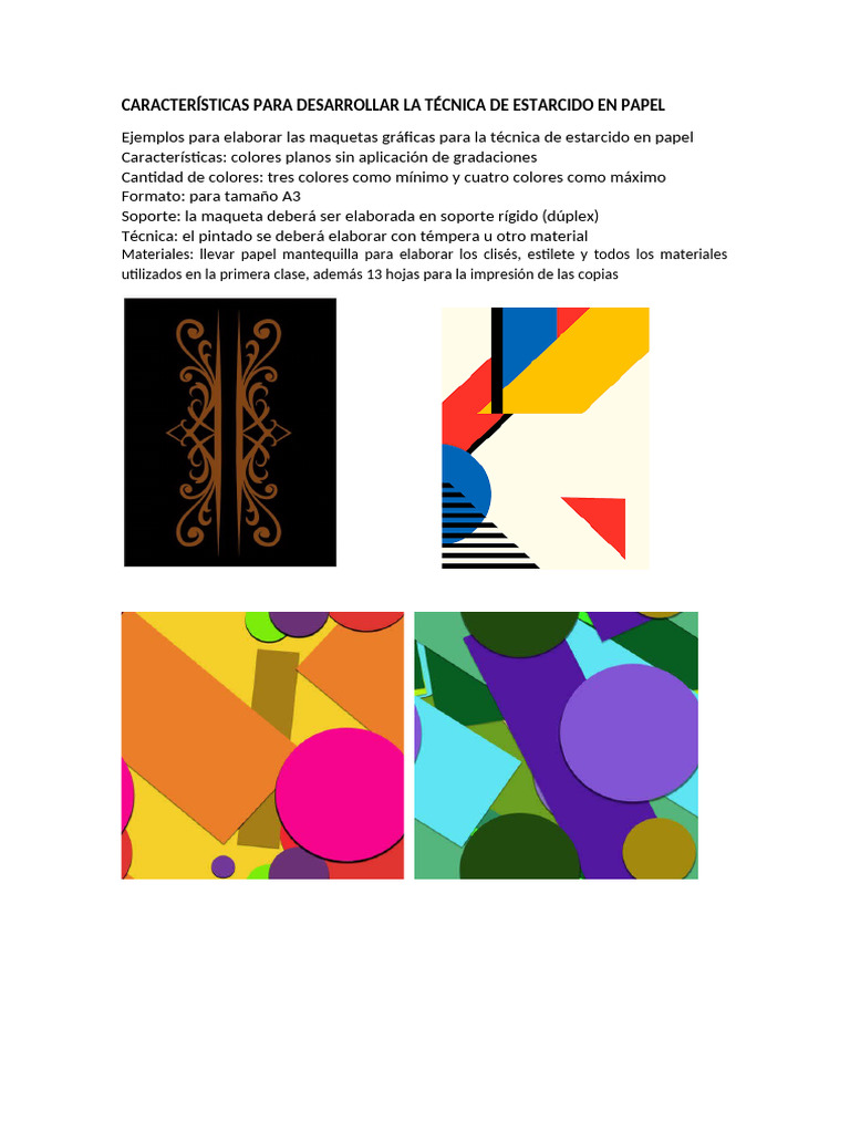 Características para Desarrollar La Técnica de Estarcido en Papel | PDF