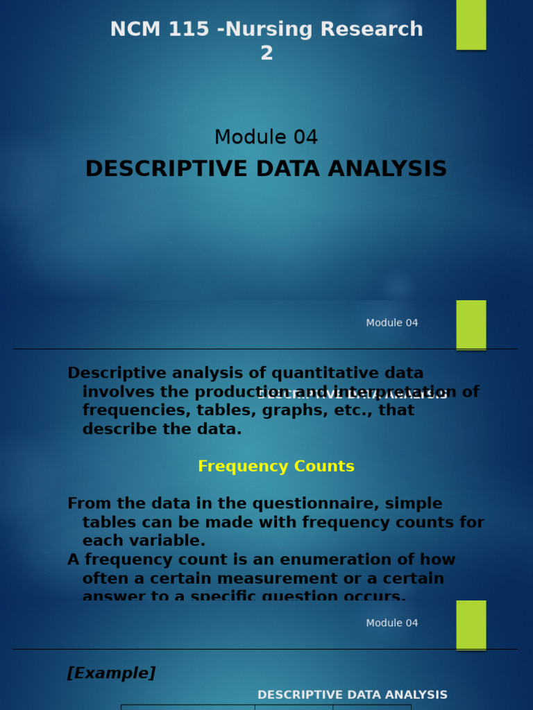 Lecture NR2 04 Descriptive Data Analysis Sy 2024 | PDF | Data Analysis ...