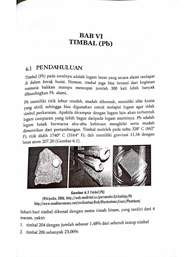 Materi Tentang Timbal (Efek Toksik Logam) | PDF