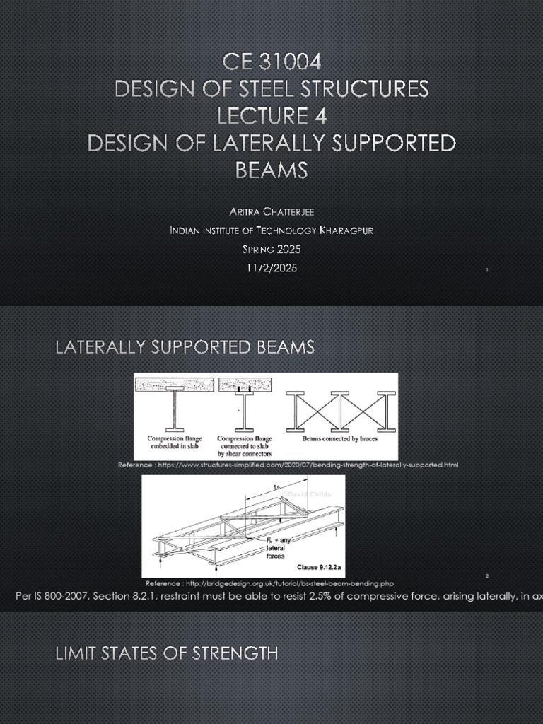Lecture 4 Design of Laterally Supported Beams 20250210 | PDF | Strength ...