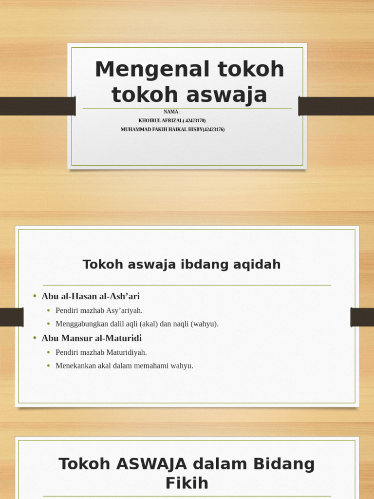 Mengenal Tokoh Tokoh Aswaja Afrijal&hisby | PDF
