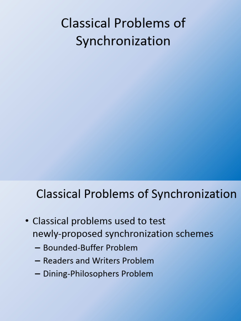 Classical Synchronization Problems | PDF | Computing | Concurrent Computing