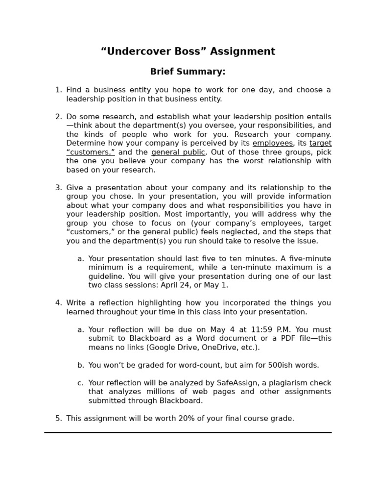 Undercover Boss Assignment | PDF | Information | Leadership
