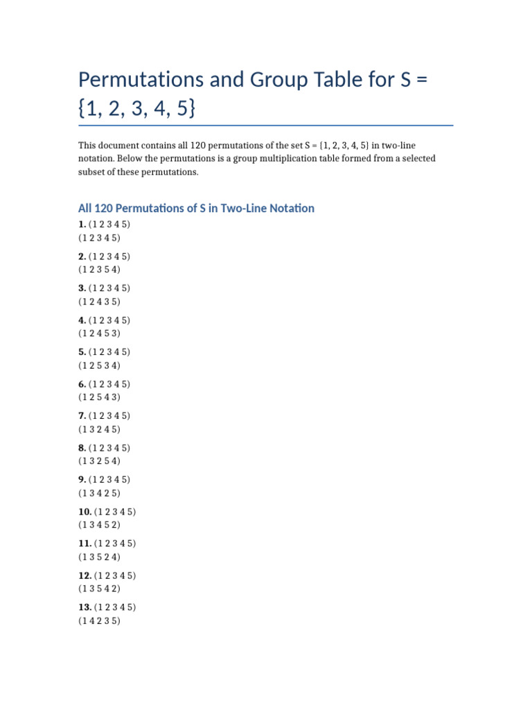 Permutations of S5 With Table | PDF | Chess Theory | Chess