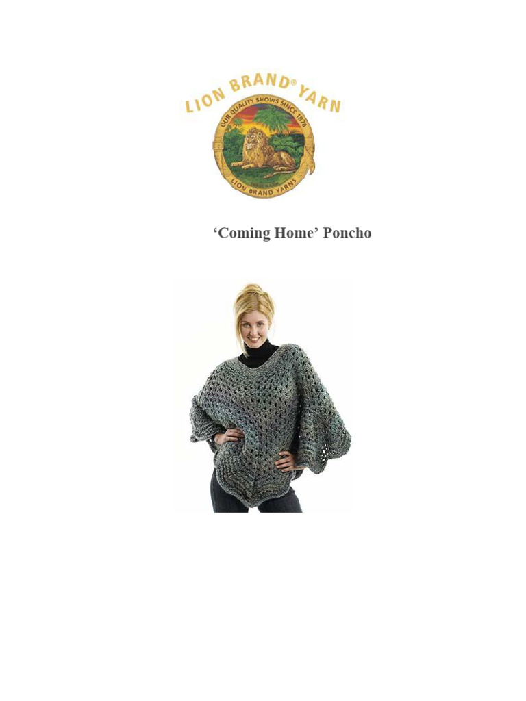 Martha Stewart Coming Home Poncho | PDF | Knitting | Yarn