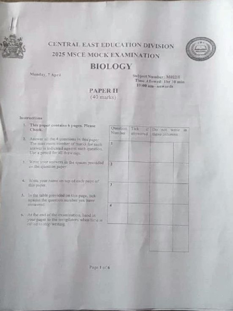 2025 Biology Ceed Paper II | PDF
