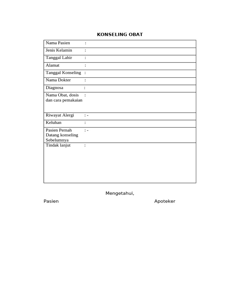 Form Konseling Dan Pio | PDF