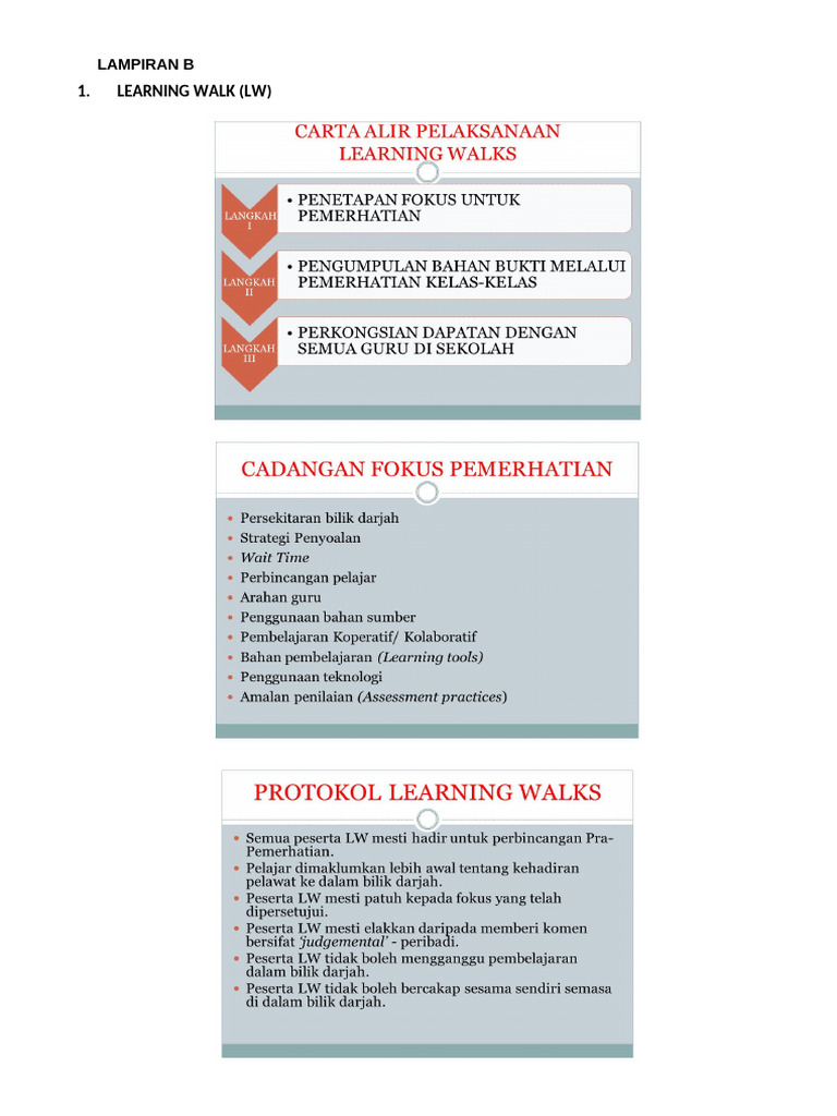 Panduan Sesi Learning Walks Sekolah | PDF
