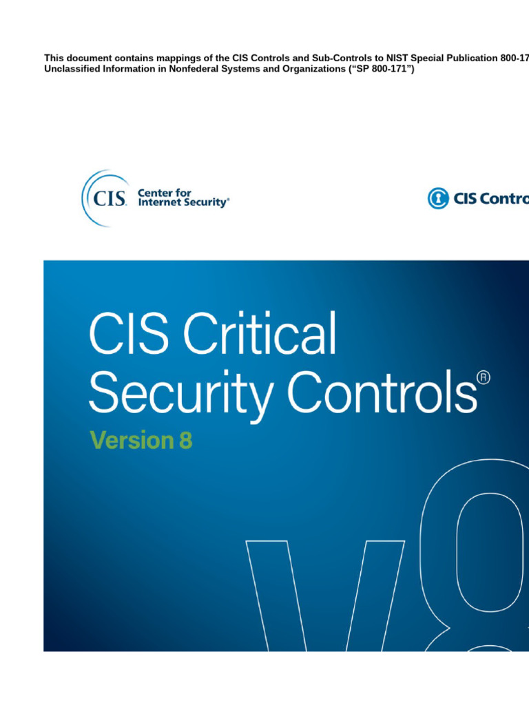 CIS Controls v8 Mapping To 800 171 Rev 2 5 24 2021 | PDF | Information ...