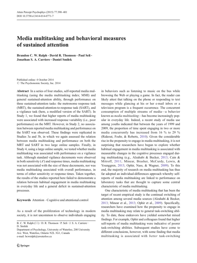 2015media Multitasking and Behavioral Measures of Sustained Attention ...