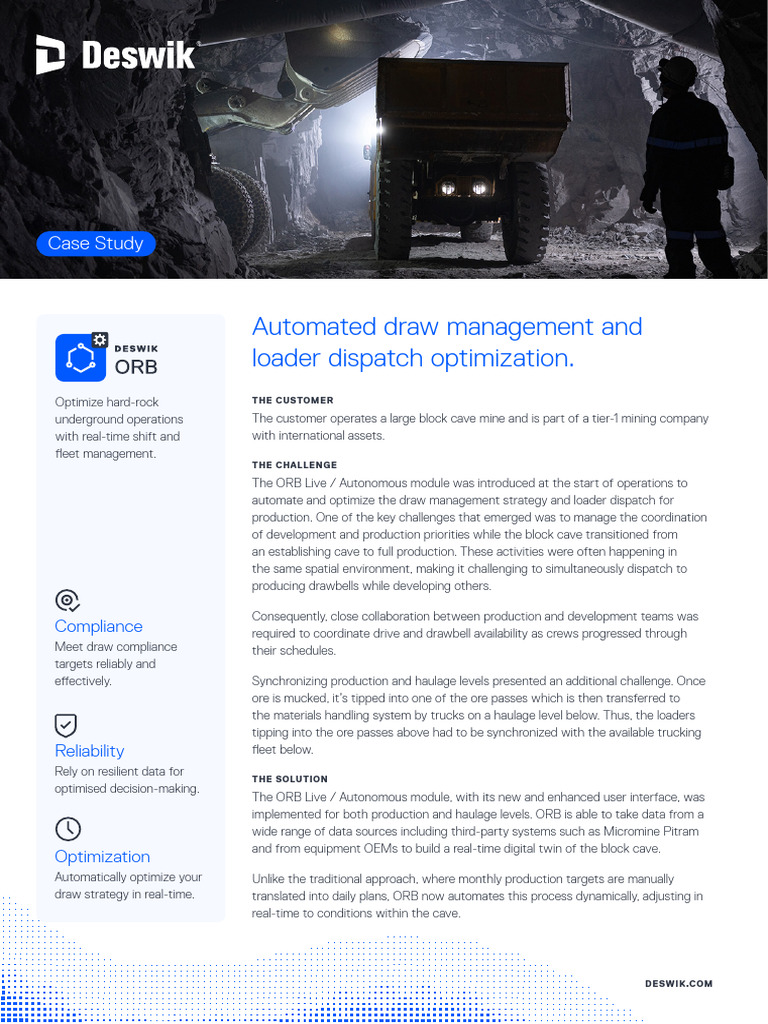Deswik ORB Automation CaseStudy | PDF | Logistics | Automation