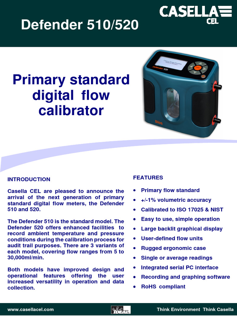 Casella-Defender_510-520_Datasheet | PDF | Calibration | Information ...