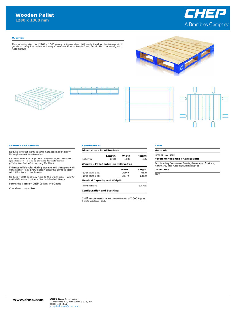 1200x1000 mm Wooden Pallet Specs | PDF | Pallet