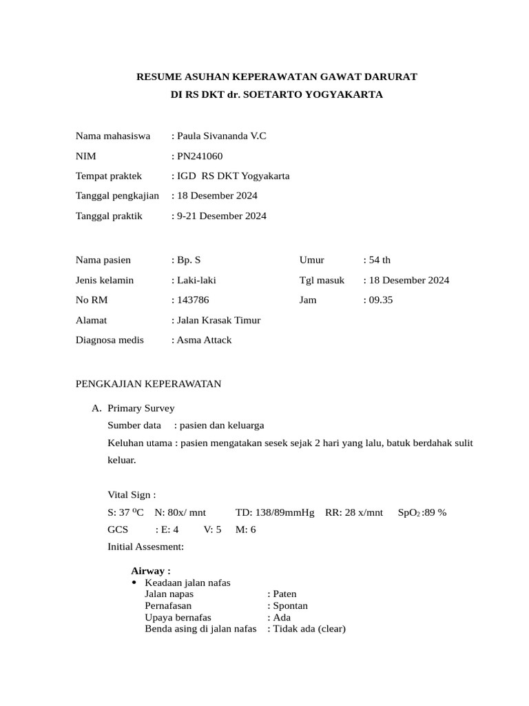 Resume Ujian Asma Nanda | PDF