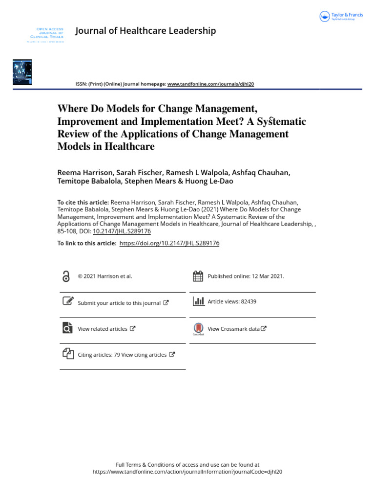 Where Do Models For Change Management Improvement and Implementation ...