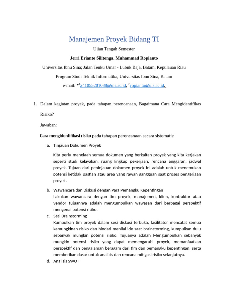 UTS MANPRO Jerri E Silitonga | PDF