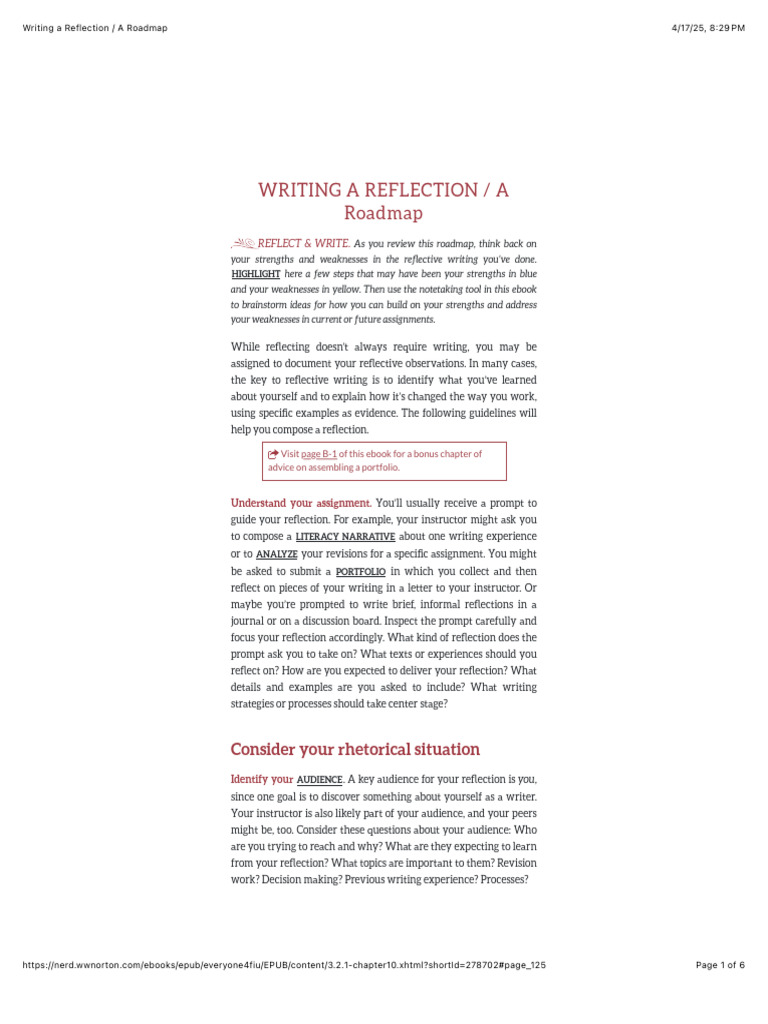 Writing A Reflection: A Roadmap | PDF | Writing | Genre