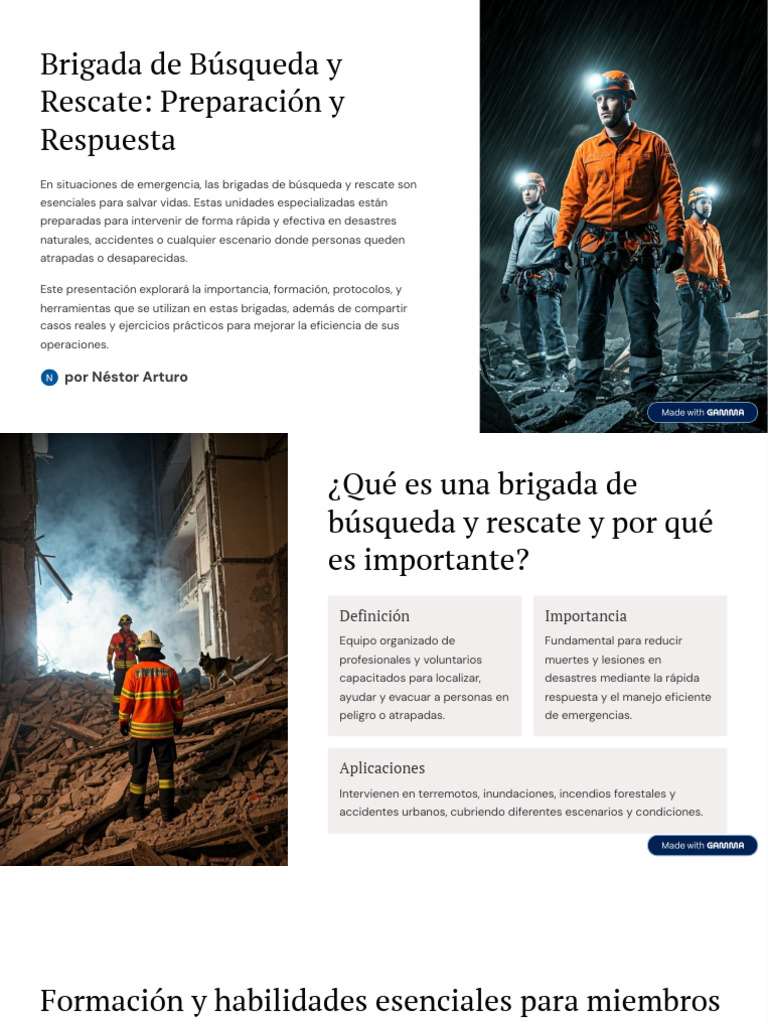 Brigada de Busqueda y Rescate Preparacion y Respuesta | PDF | Primeros ...