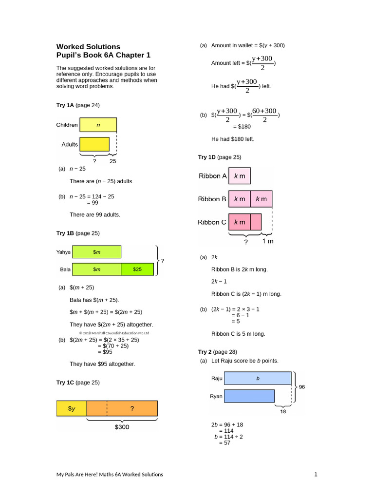 14 MPAH 6A 01 Worked Solutions (Pupil's Book) | PDF
