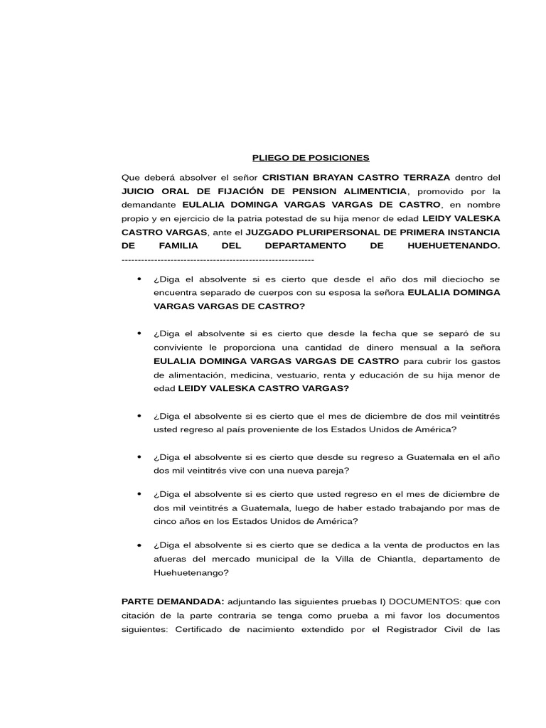 PLIEGO DE POSICIONES | PDF