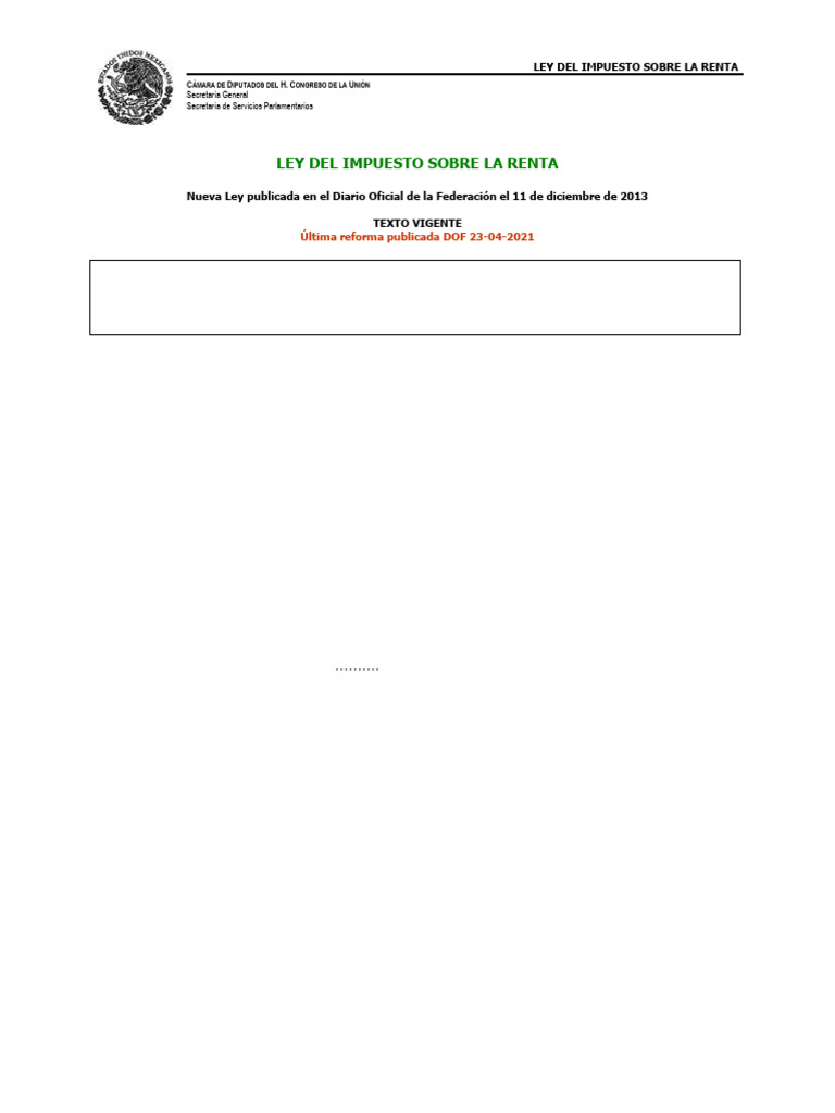 LISR | PDF | Impuesto sobre la renta | México