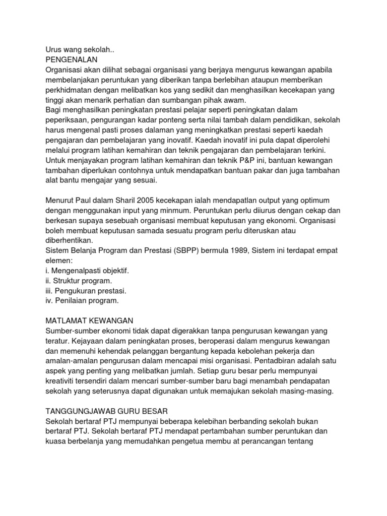 Urus Wang Sekolah | PDF