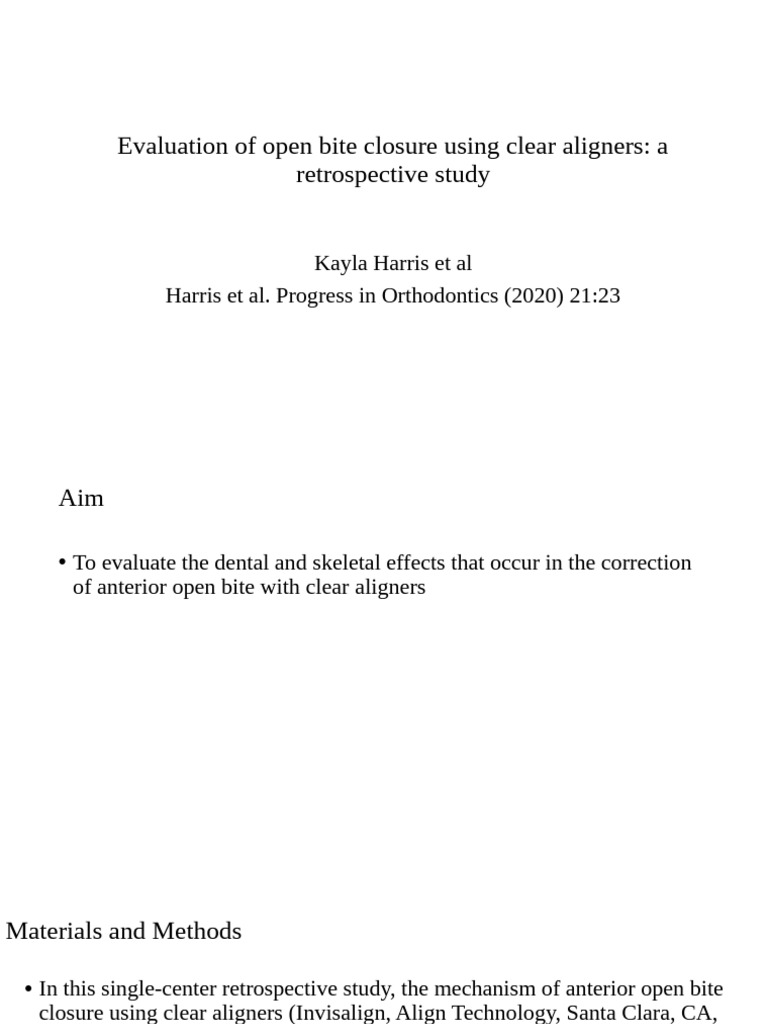 Evaluation of Open Bite Closure Using Clear Aligners | PDF
