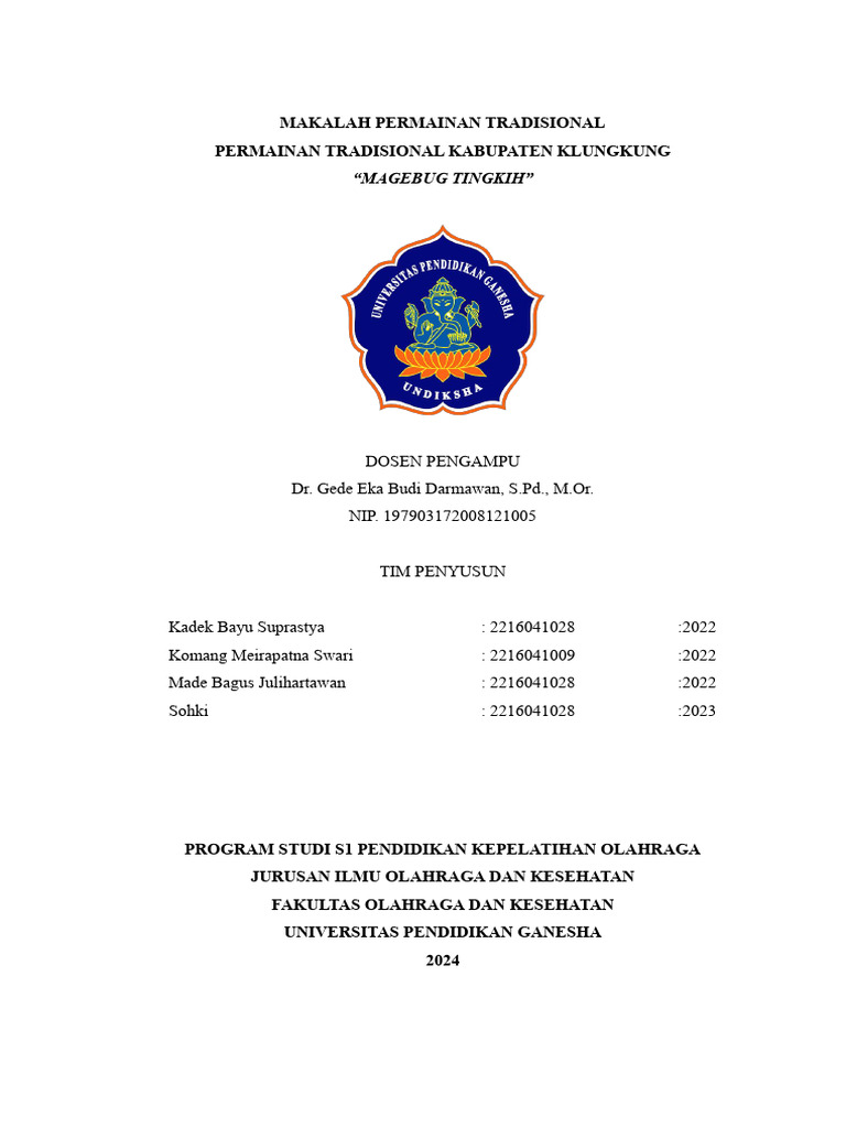 Pelestarian Permainan Magebug Tingkih | PDF
