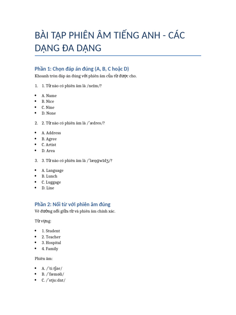 Bai Tap Phiem Am Tong Hop | PDF