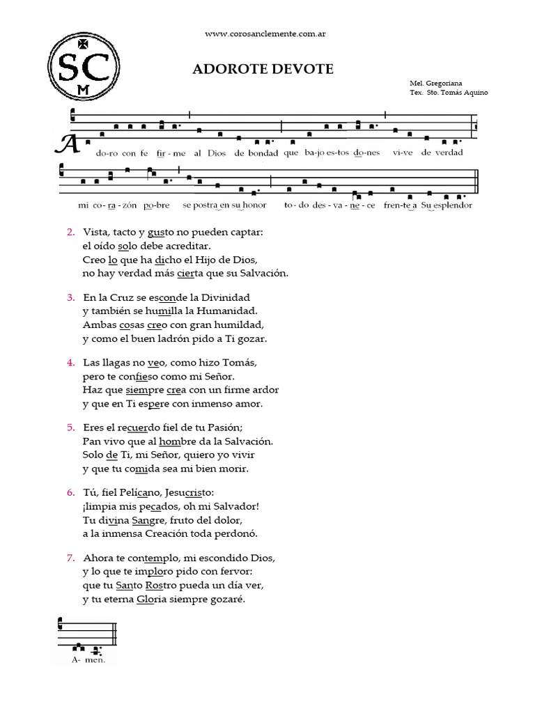 ADOROTE DEVOTE - Castellano | PDF