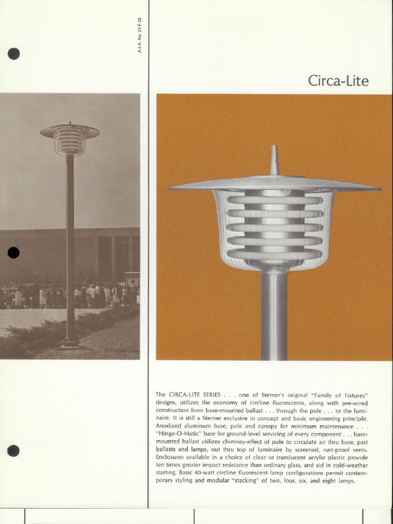 Sterner Circa-Lite Series Spec Sheet 1969 | PDF | Light | Components