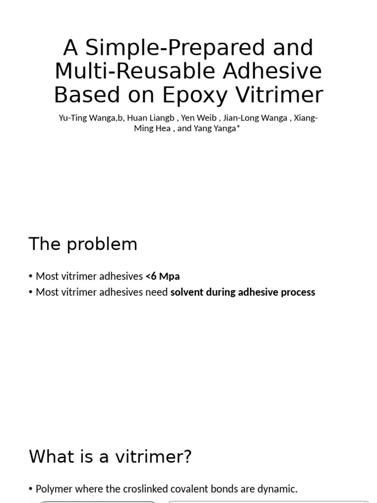 A Simple-Prepared and Multi-Reusable Adhesive Based On Epoxy | PDF
