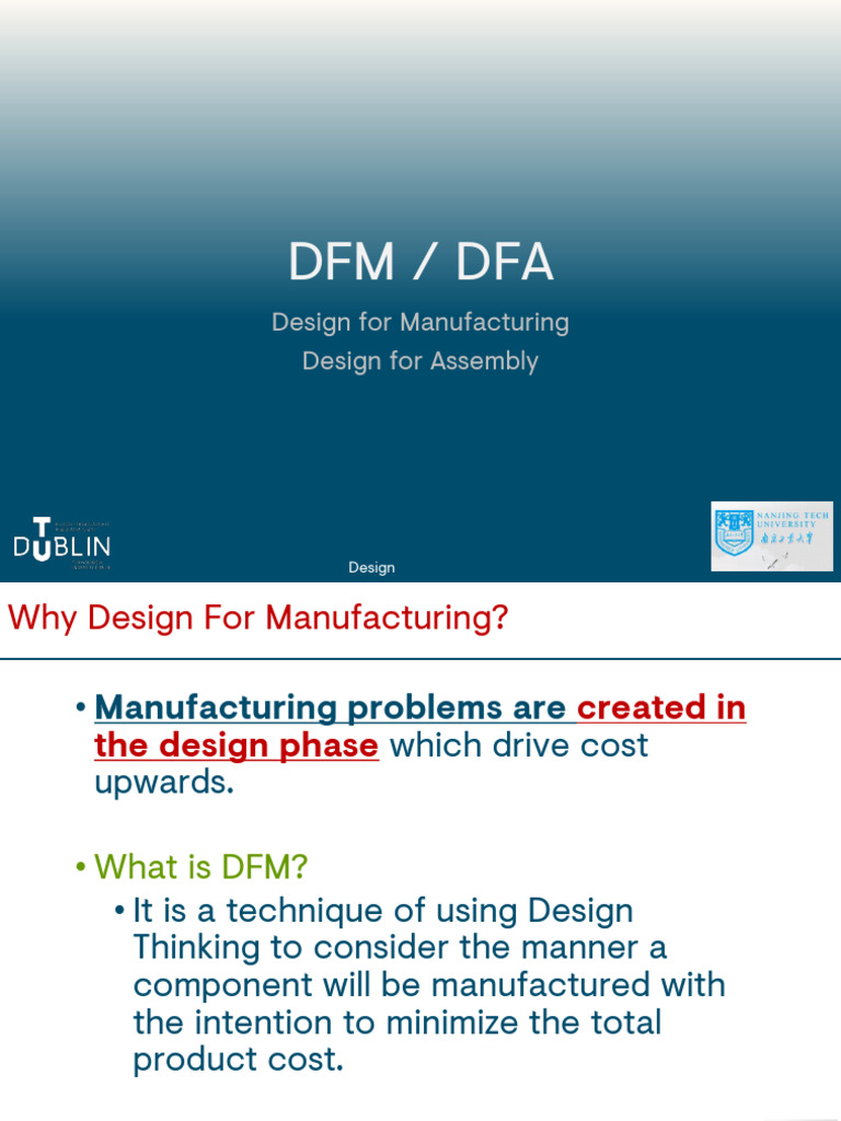 DFM / Dfa: Design For Manufacturing Design For Assembly | PDF