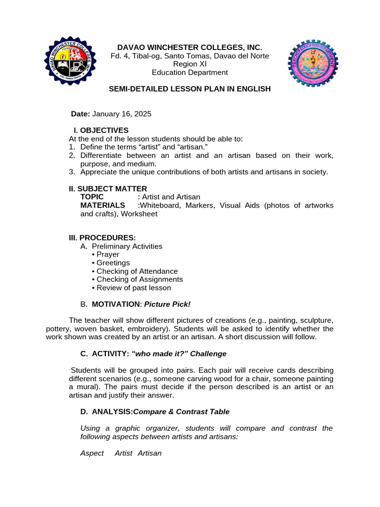 Lesson-Plan Art and Artisan Java | PDF | Lesson Plan | Paintings