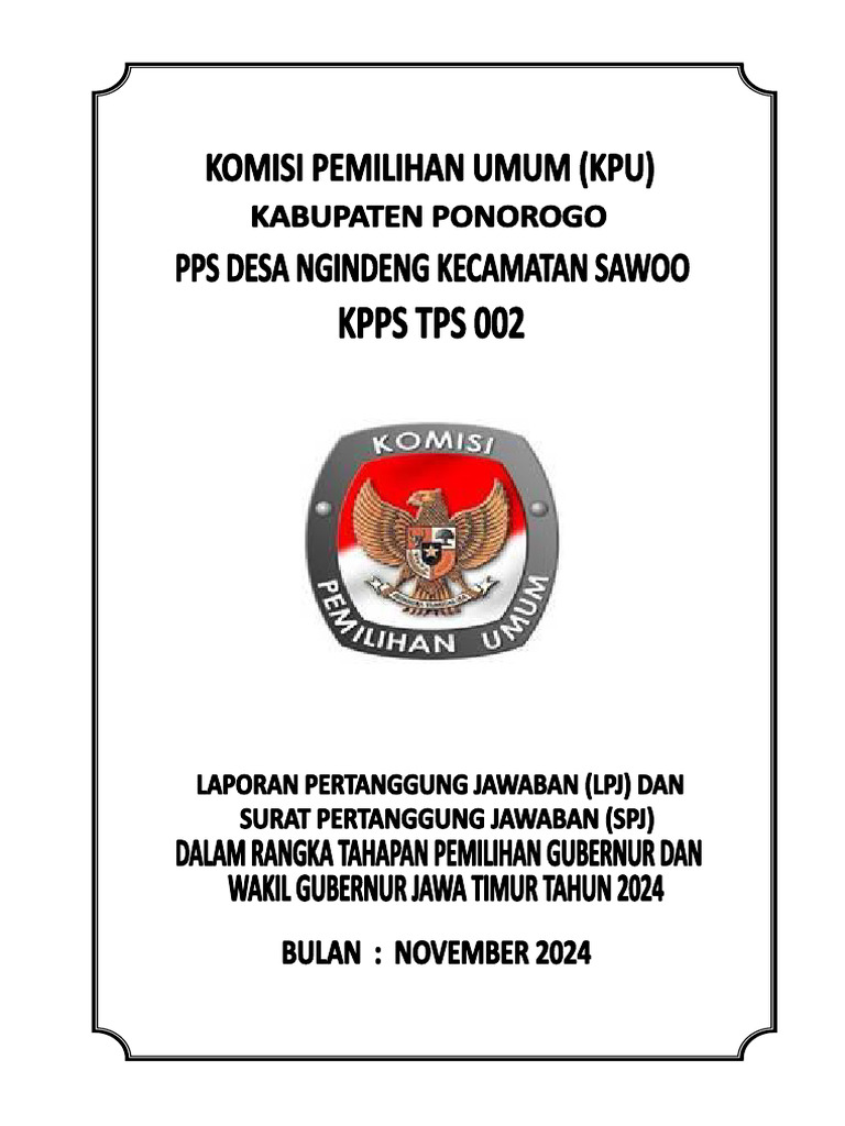063_SPJ_BUPATI_KPPS TPS 002_NGINDENG_SAWOO_2024 | PDF