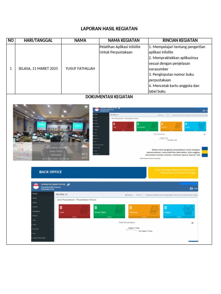 Kegiatan Aplikasi Inlislite | PDF