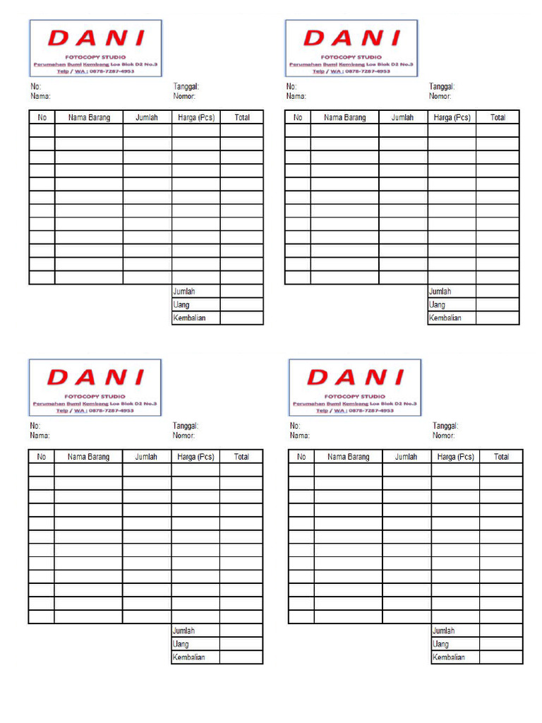 Contoh Nota Foto | PDF