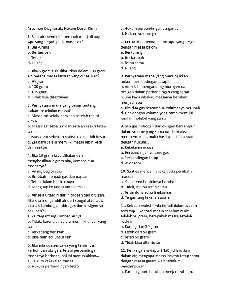 Asesmen Diagnostik HDK | PDF