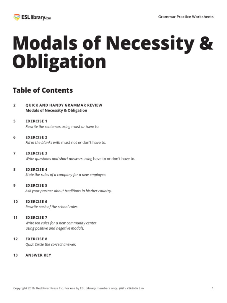 Modals of Necessity and Obligation - Stud | PDF | Linguistics