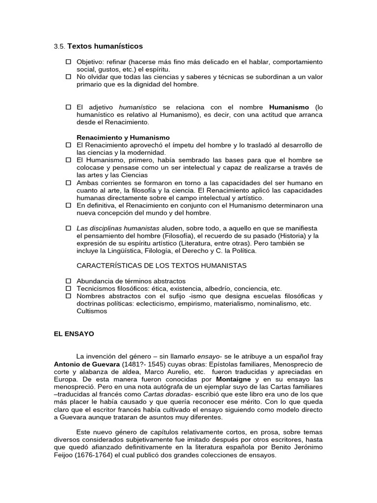 Textos Humanísticos. | PDF | Ensayos | Humanismo