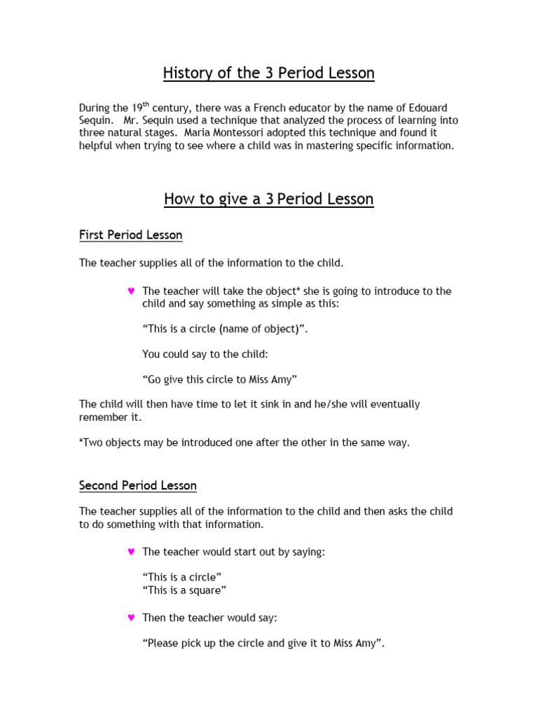 3 Period Lesson Teaching Method Guide | PDF | Cognition | Learning