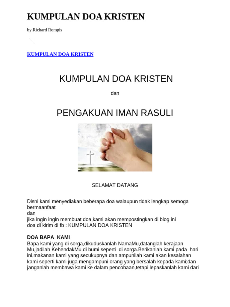 Kumpulan Doa Kristen Lengkap | PDF