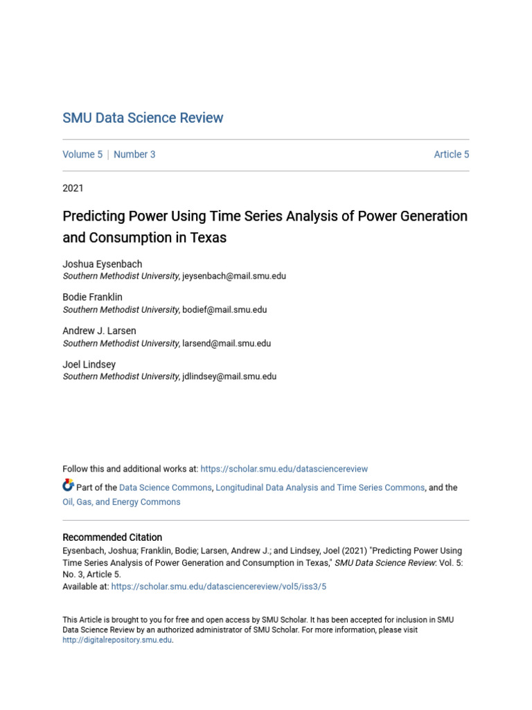 Predicting Power Generation and Consumption in Texas | PDF ...