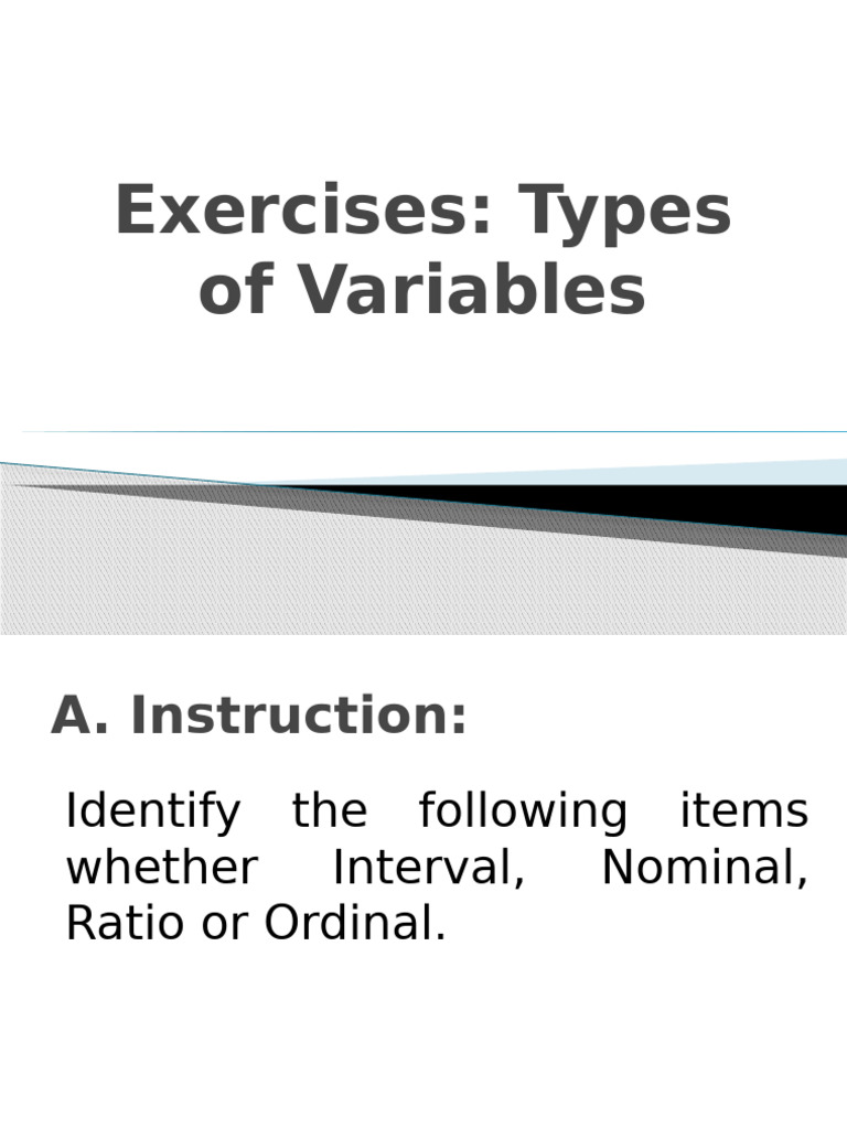 Types of Variables Exercises With Answer | PDF