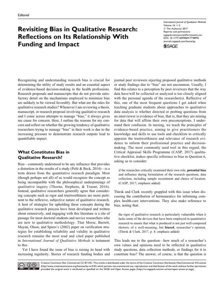 Revisiting Bias in Qualitative Research Reflection | PDF | Qualitative ...